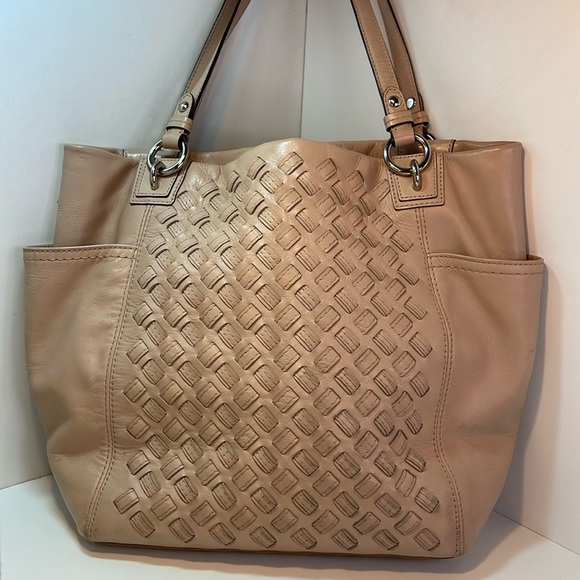 Coach | Bags | Coach North South Purse Blush Neutral Color Woven ...